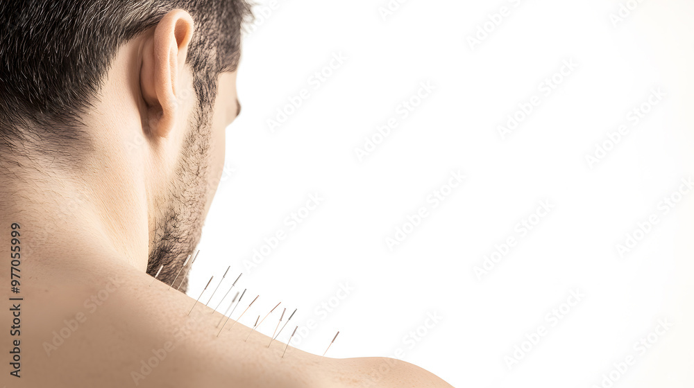 Acupuncture inserting needles into the body to stimulate sensory nerves ...