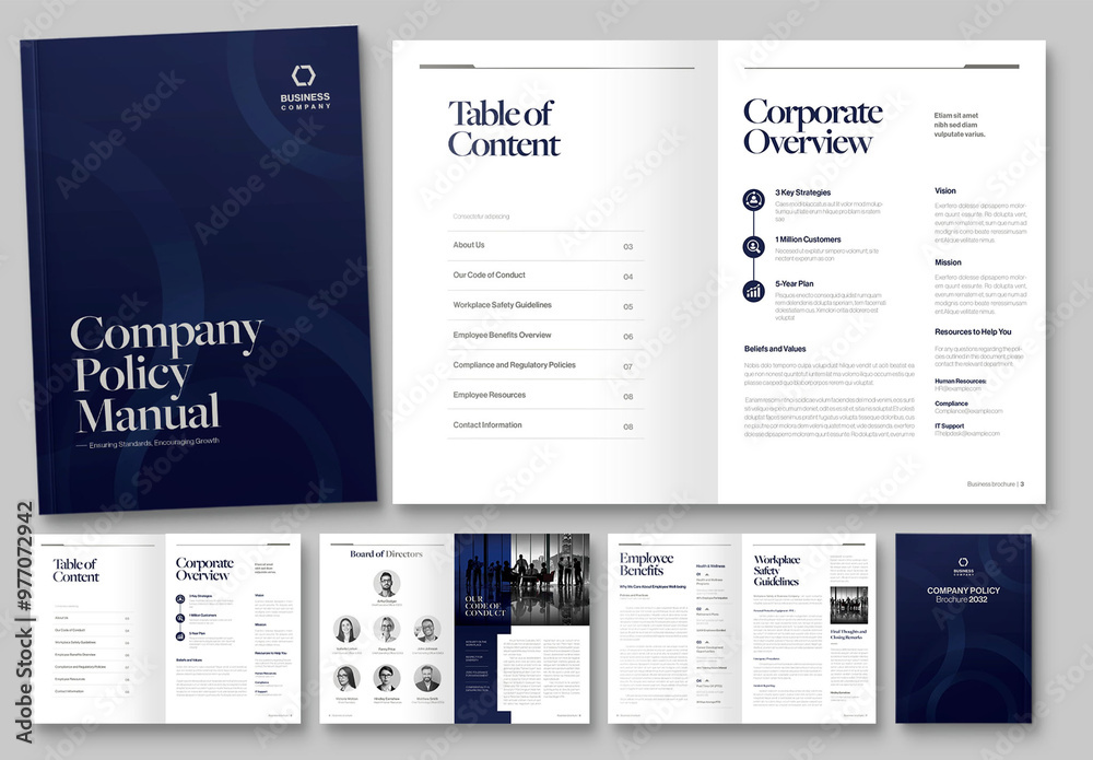 Company Policy Brochure Layout Stock Template | Adobe Stock