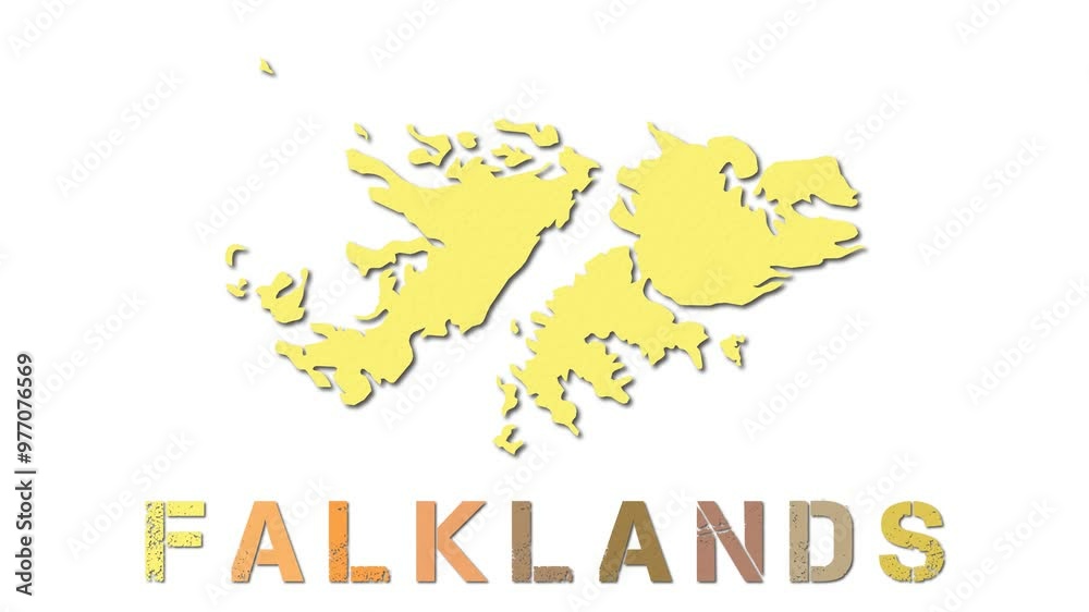 Falklands map with paper regions. Animated country map growing from ...