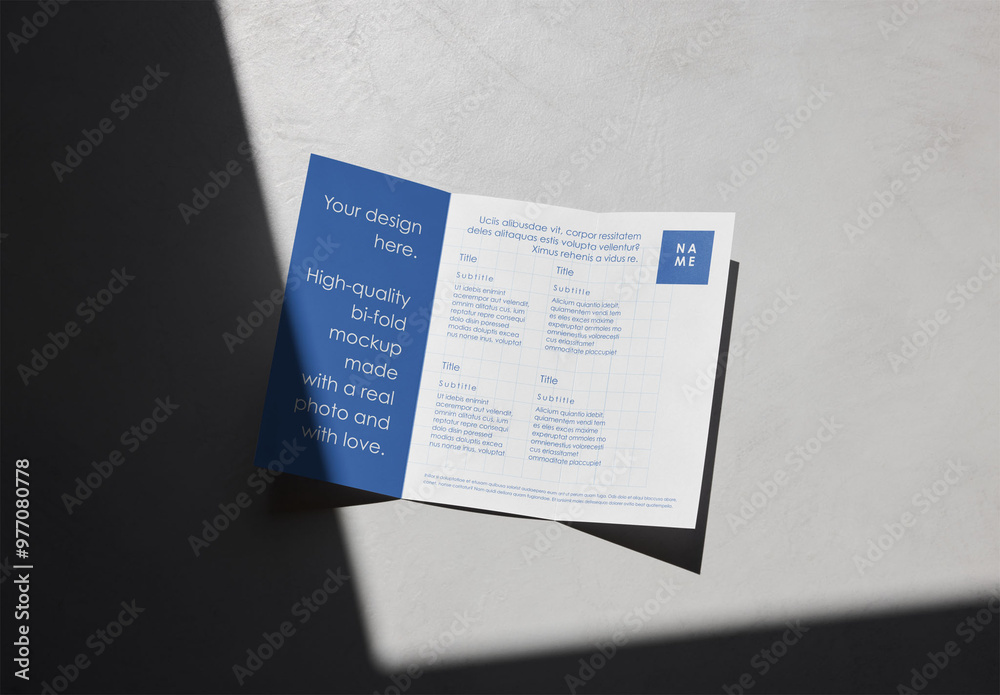 Mockup Of Customizable Open Tri-Fold Leaflet Stock Template | Adobe Stock