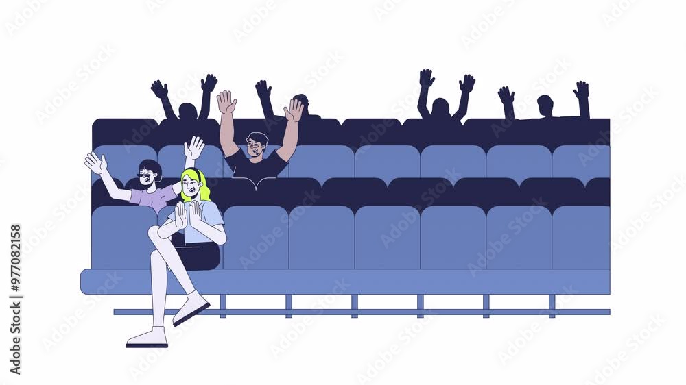 Theater audience clapping on seats 2D characters animation. Applause ...