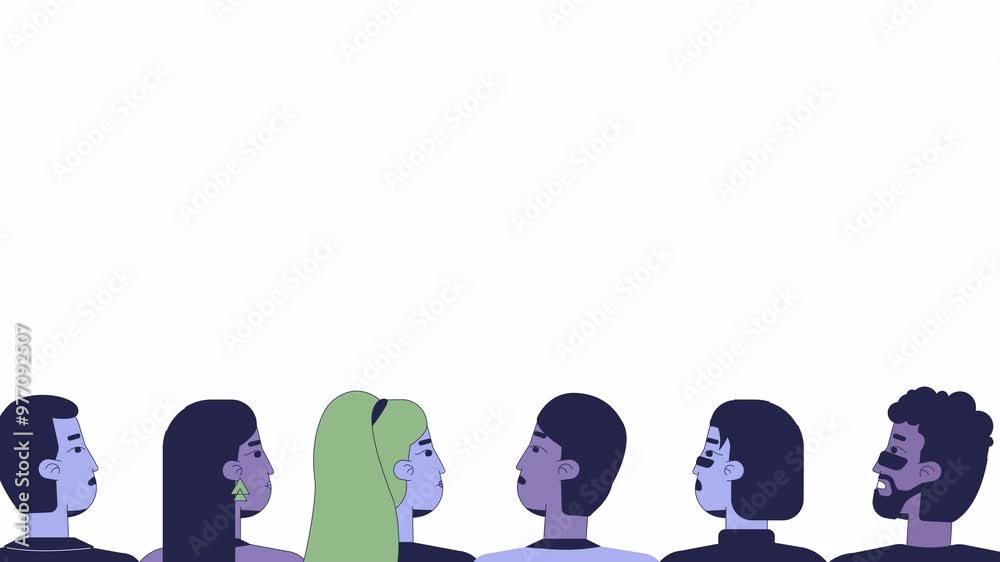 Audience group of people multicultural cartoon animation. Auditorium ...