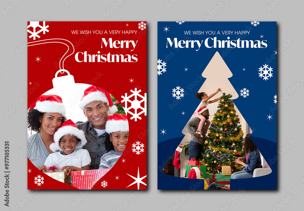 Red and Blue Christmas Wishes Poster Stock Template | Adobe Stock