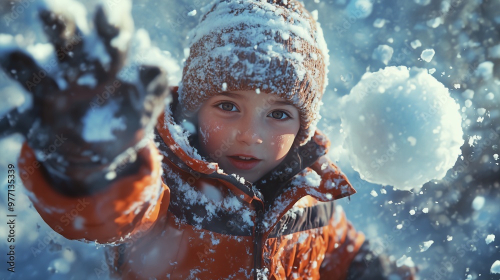Children playing snowball fight with parents, active outdoor games in ...