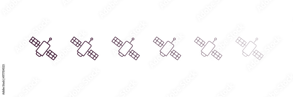 space station outline icon. Linear vector from astronomy concept. 6 different line style space ...