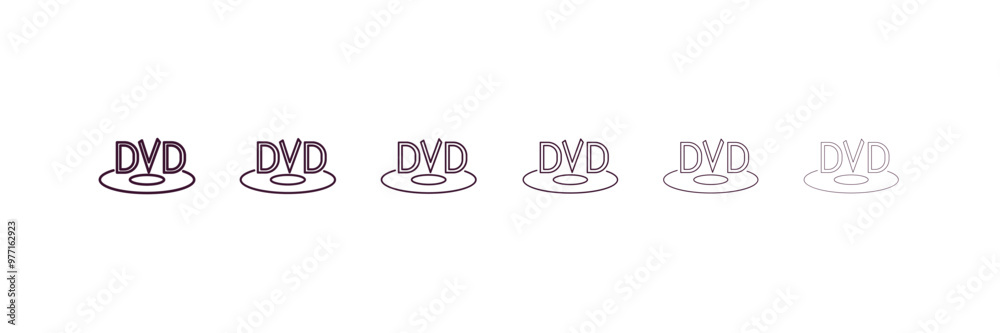 hd dvd outline icon. Linear vector from cinema concept. 6 different line style hd dvd icon ...