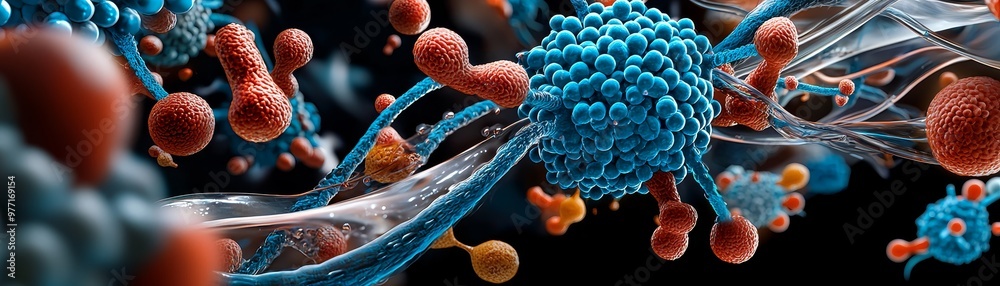 Schematic diagram of the process of cellular metabolism, photorealistic ...