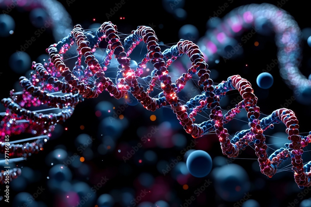Schematic diagram of the process of protein synthesis, photorealistic ...