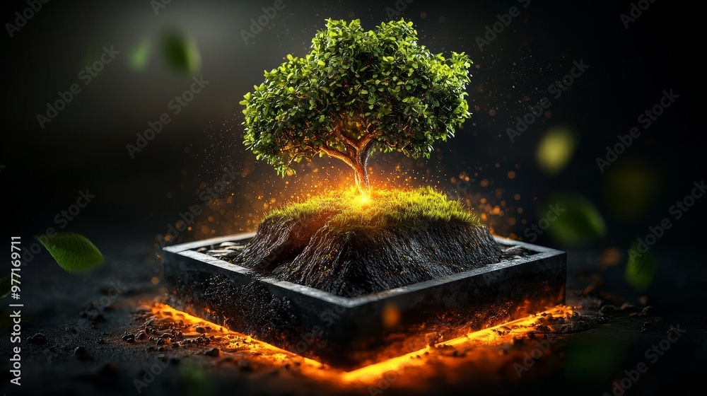 Visualization of the carbon cycle, realistic, carbon dioxide ...