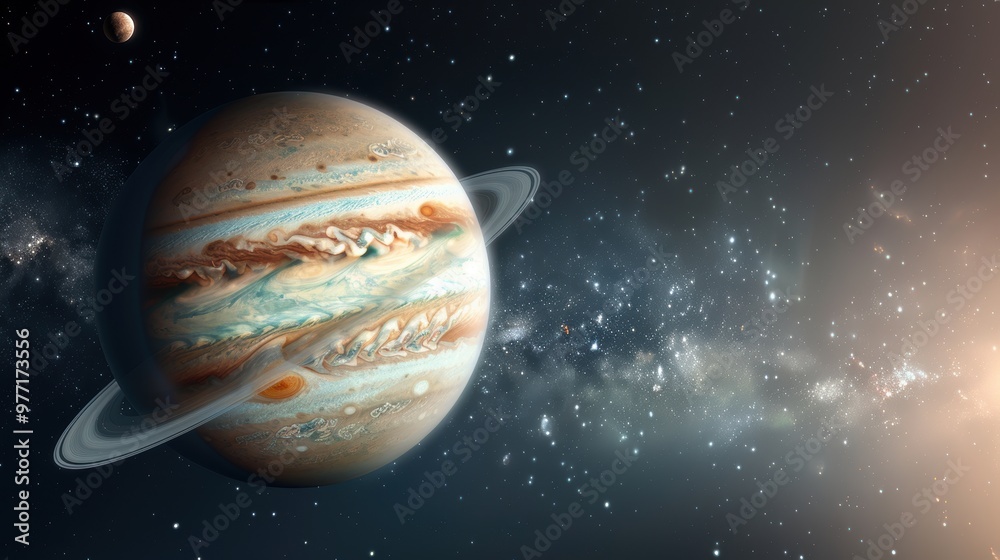An imaginative depiction of a gas giant planet, showcasing its ...