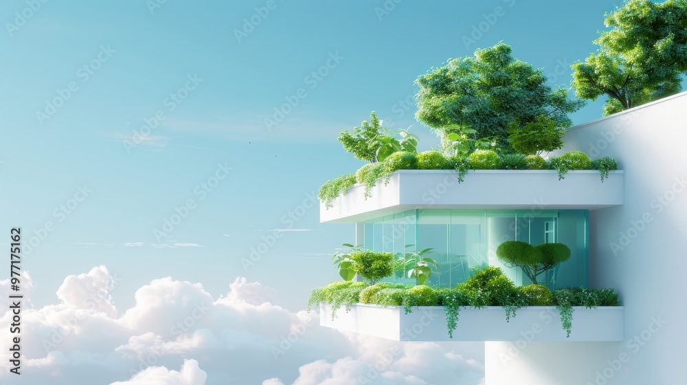 Design a detailed digital artwork of eco-friendly features in green ...