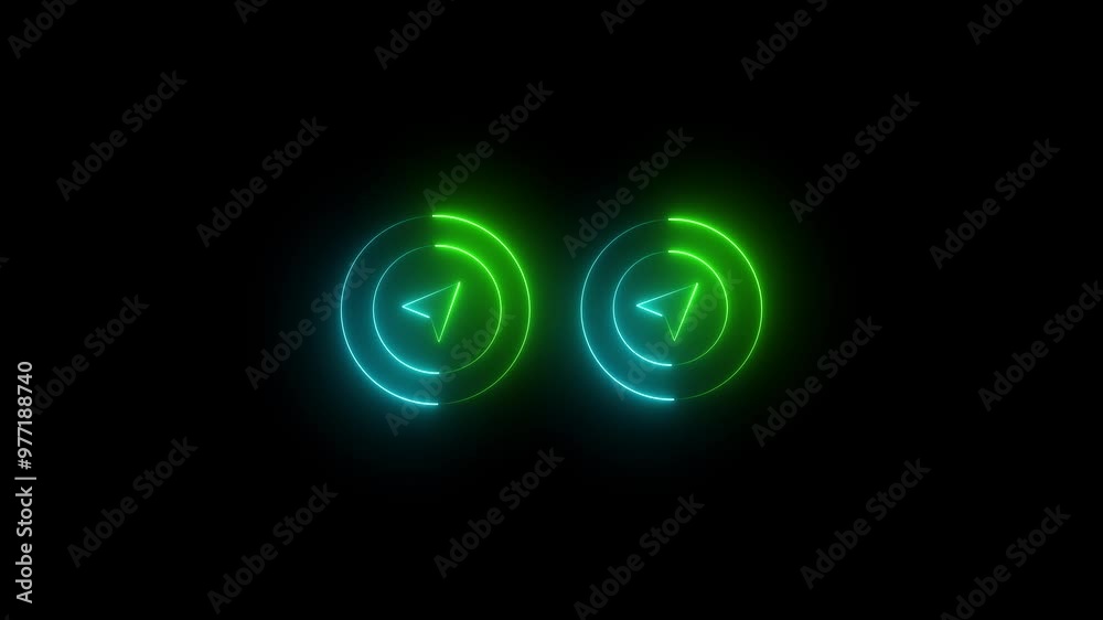 Neon selection tool icon in bright green and ash colors. Mouse cursor ...