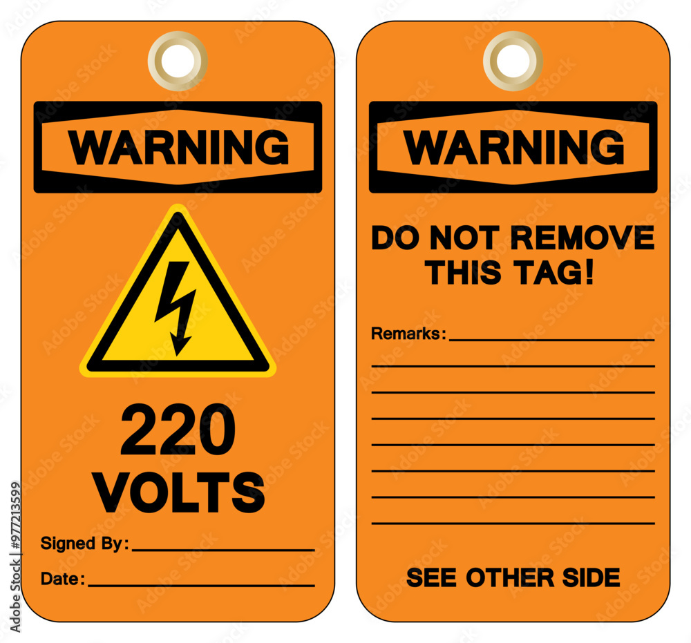 Warning 220 Volts Tag Symbol Sign,Vector Illustration, Isolate On White ...