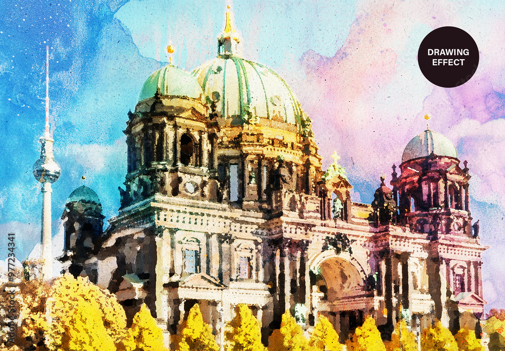 Watercolor Print Photo Effect Mockup Stock Template | Adobe Stock