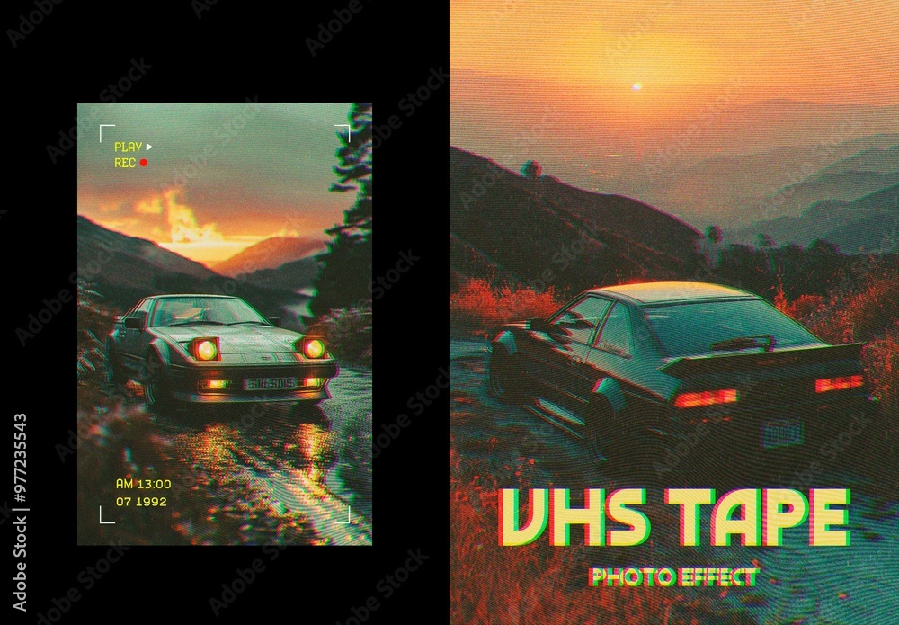 VHS Tape Poster Photo Effect Mockup Stock Template | Adobe Stock
