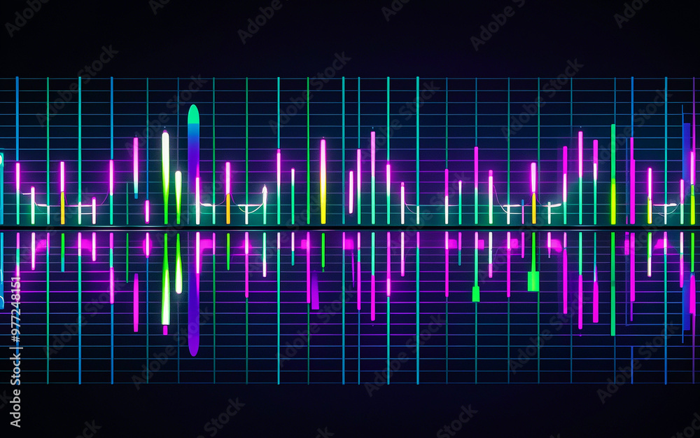 Sound wave or Longitudinal in multiple color and wavelength on a black ...