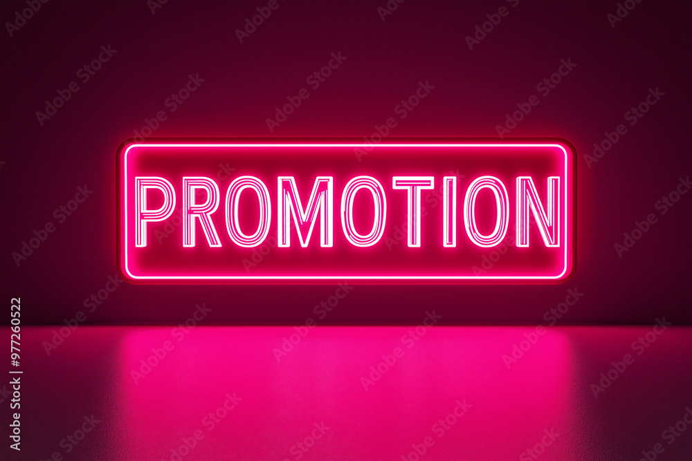 Promotion is displayed in vibrant neon pink against dark background ...