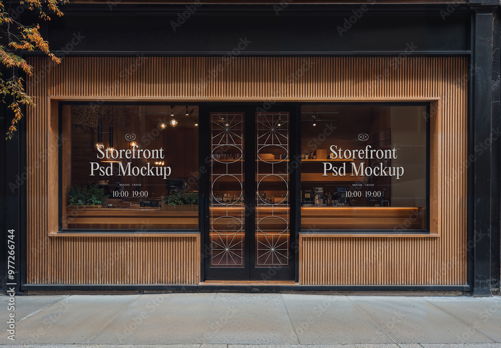 Front View Wooden Storefron Mockup Stock Template | Adobe Stock