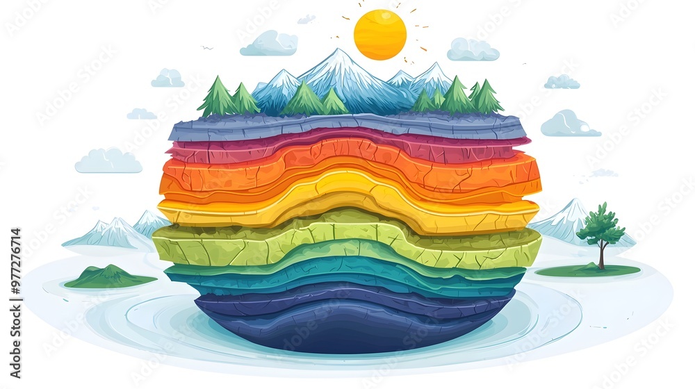 Detailed Cross Section Visualization Of Earths Geological Layers And