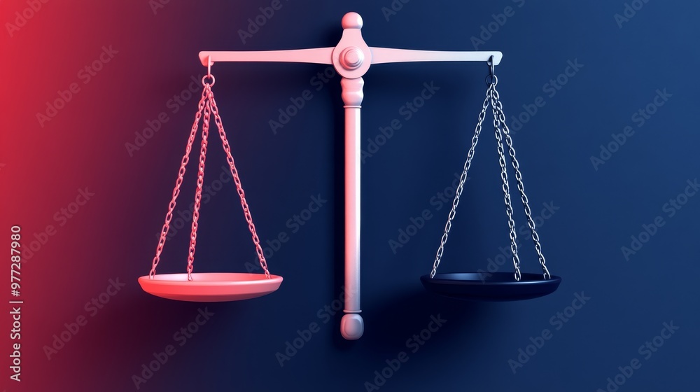 Justice scales with light and dark weights concept, moral balance, flat ...