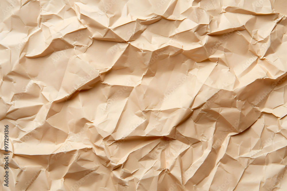 Crumpled Paper Texture: A close-up shot of a crumpled piece of brown ...