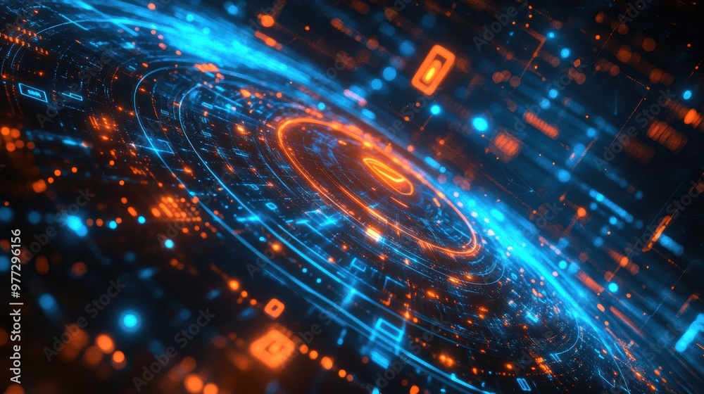 cybersecurity, Abstract background showing a futuristic technological ...