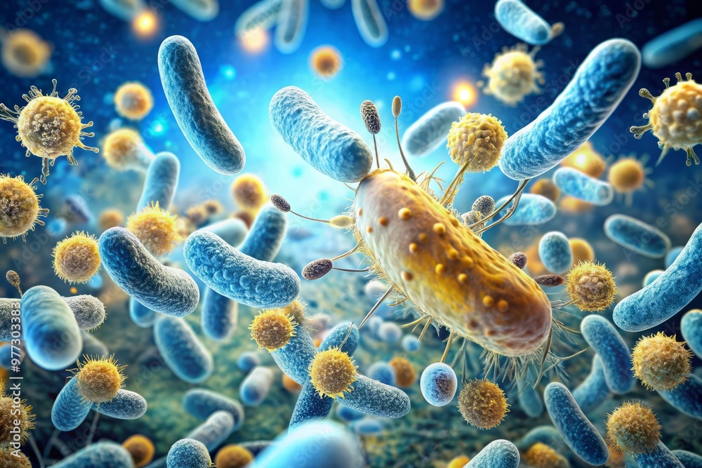 Microscopic view of urine sample with an abundance of white blood cells ...