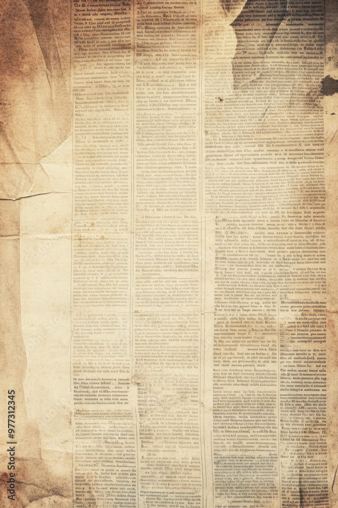 Vintage aged newspaper with creases and stains, reminiscent of old ...