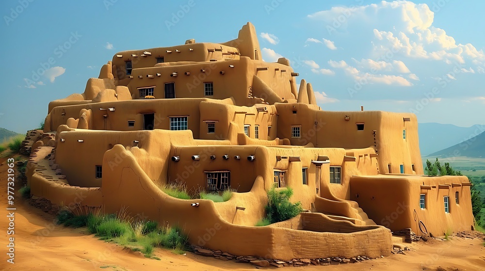 Traditional Native American pueblo adobe structures: The warm, earthen ...