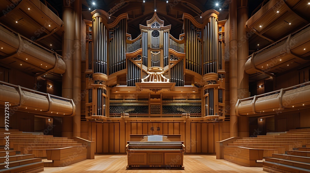 Massive pipe organ interior, intricate musical architecture: A towering ...