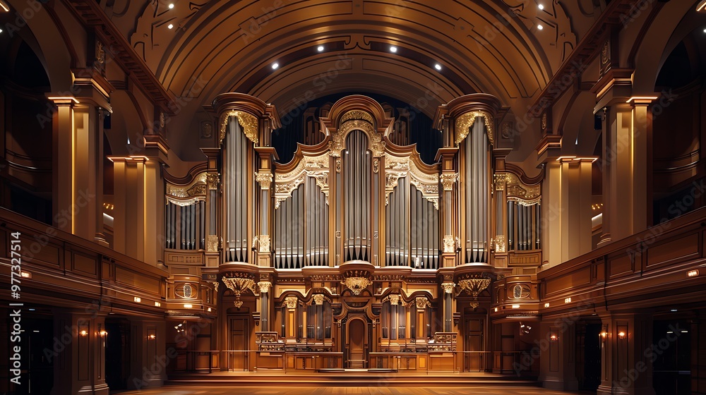 Massive pipe organ interior, intricate musical architecture: A towering ...