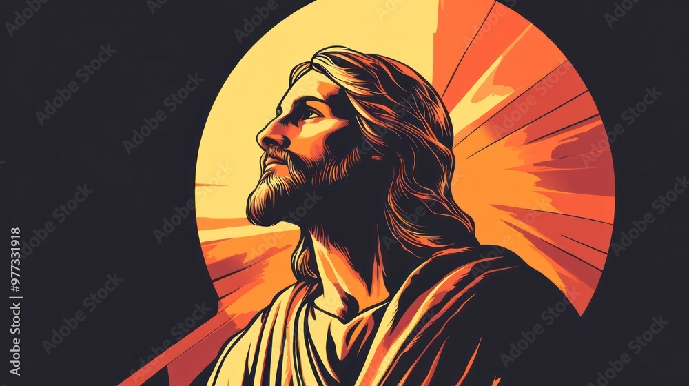 Jesus Christ illustration for church branding, offering a dignified ...