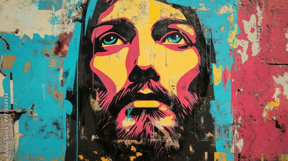 Jesus Christ in street art illustration, blending religious themes with ...