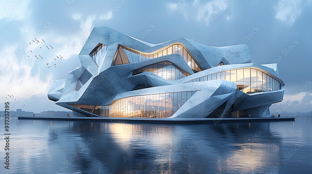 Deconstructivist museum with irregular shapes: A bold, deconstructivist ...