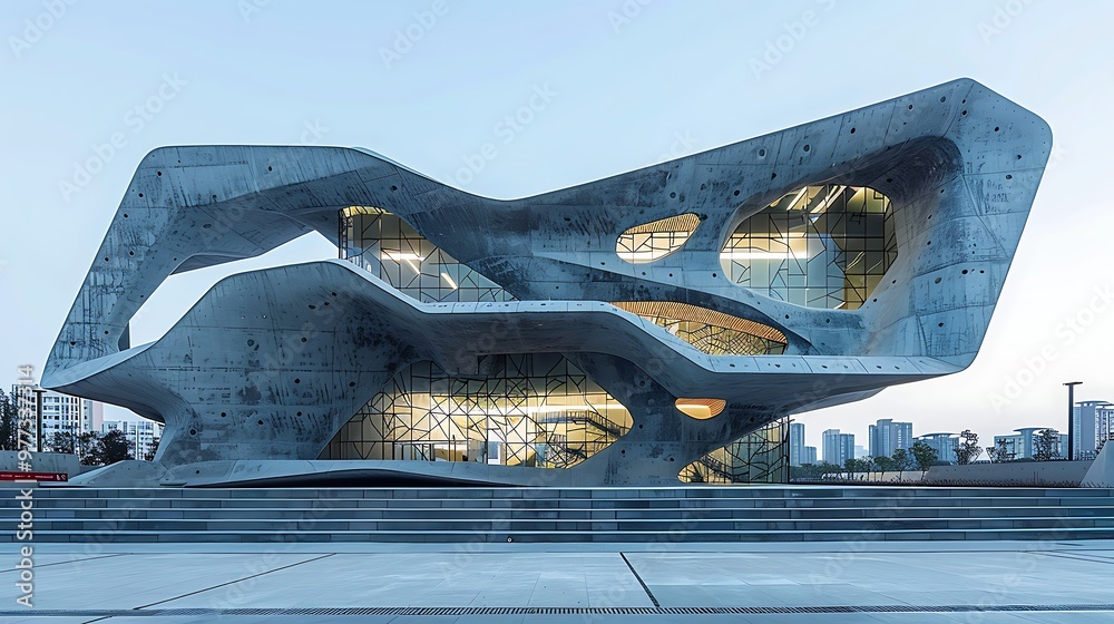 Deconstructivist museum with irregular shapes: A bold, deconstructivist ...