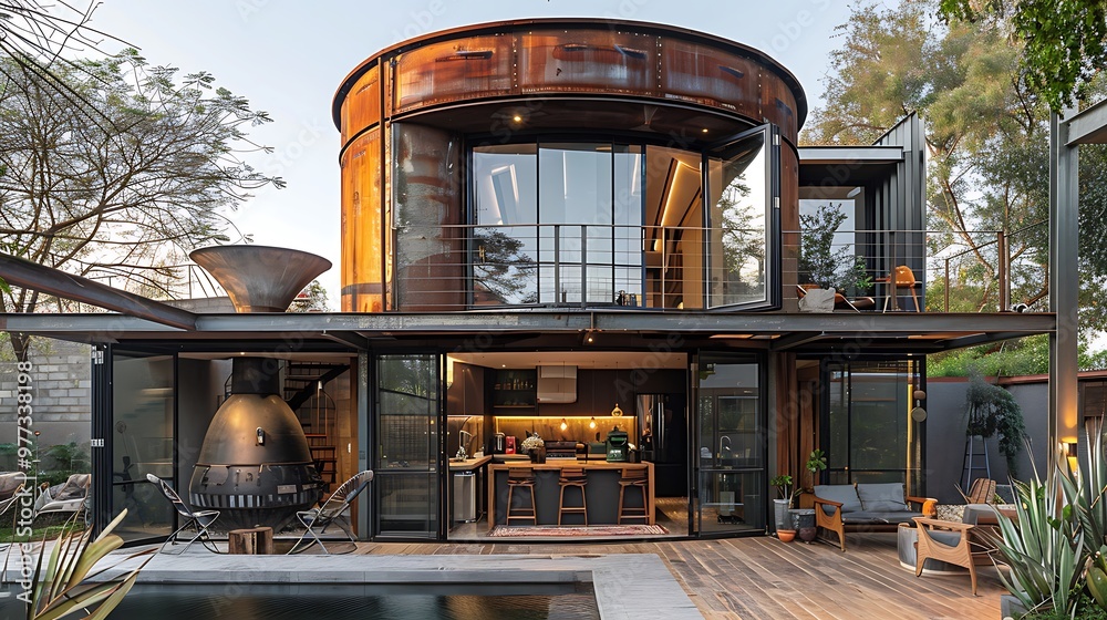 Converted grain silo home, industrial chic living: A towering grain ...