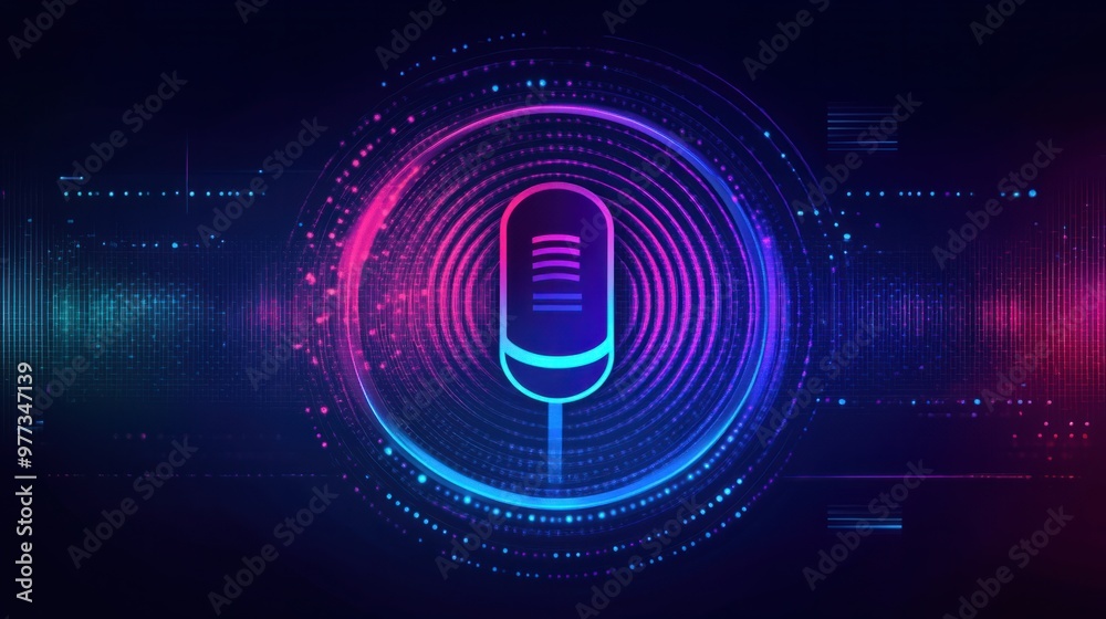 A voice icon showing a voice assistant design with a microphone inside ...