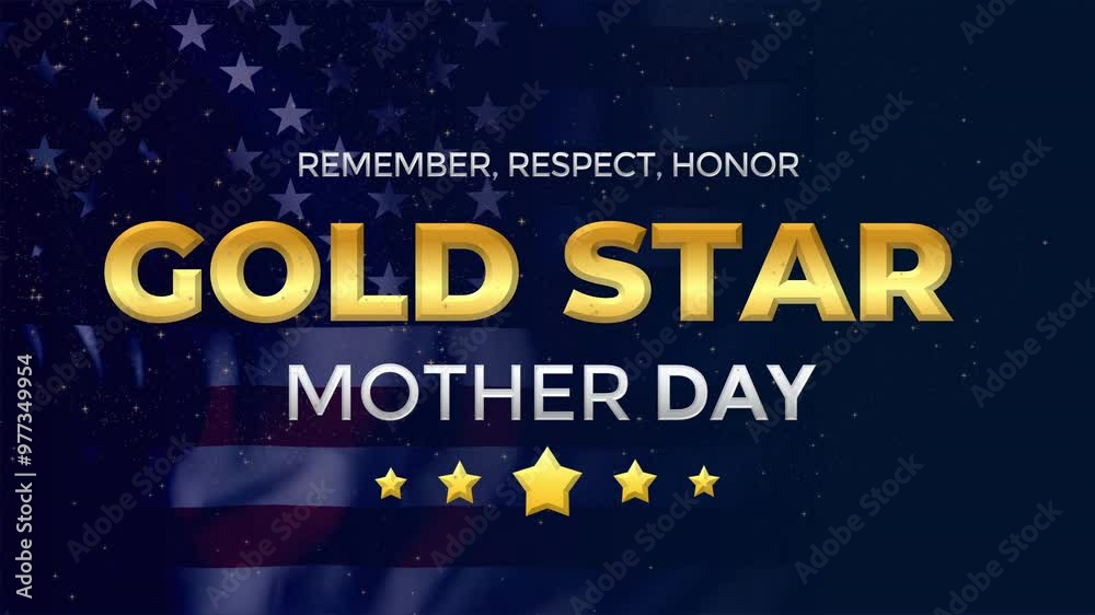 gold star mother day animation text with american flag background and ...