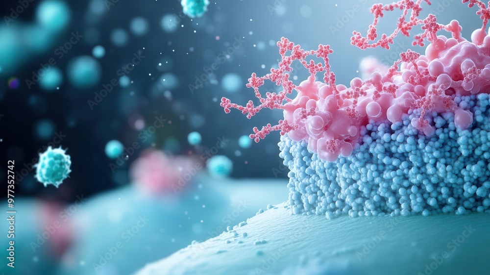 Zoomed-in image of the rough endoplasmic reticulum, ribosomes attached ...