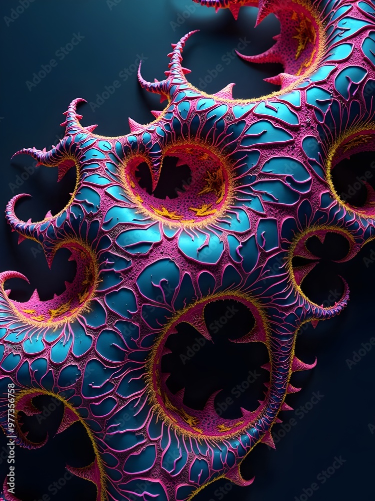 Colorful microscopic structure of a cell viewed up close, showcasing ...