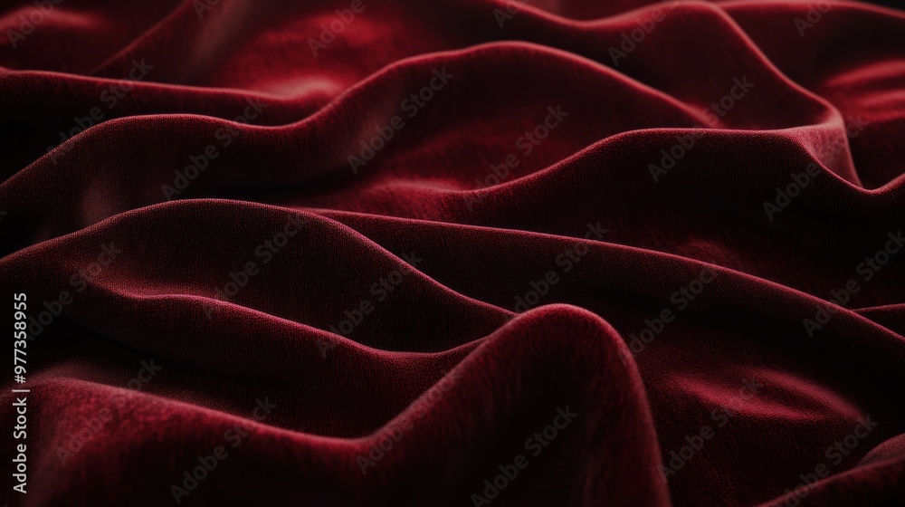 Luxurious red velvet fabric draping elegantly, showcasing rich texture ...