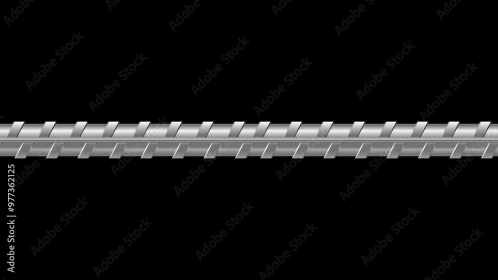 Realistic metal bar animation. Metal rebar. Seamless steel rebar. Metal ...