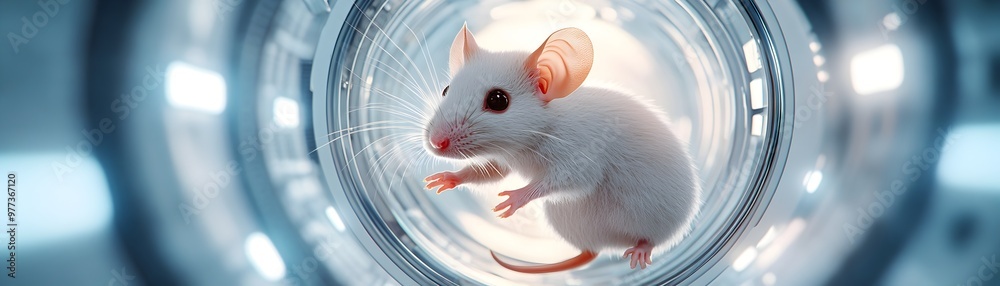 Lab Rat in Futuristic Space Capsule Floating in Zero Gravity for ...