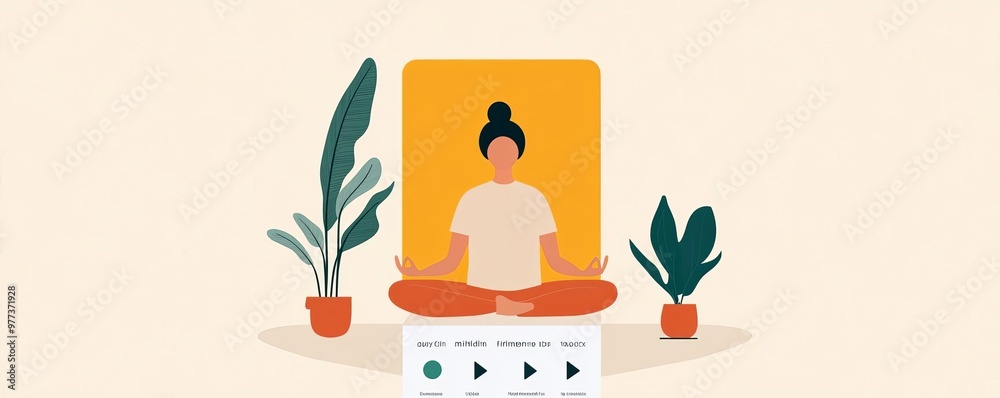 Interactive meditation app UI, calming earth tones, simple interface ...