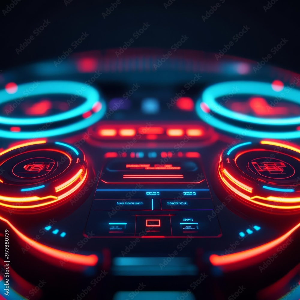 Virtual reality game UI, immersive design with holographic controls ...