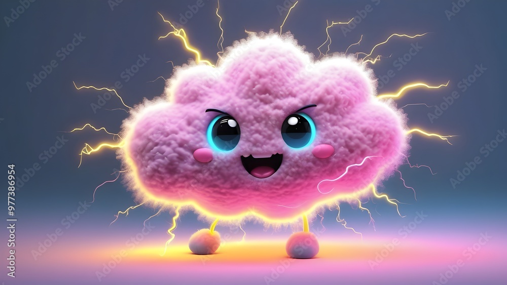 fluffy, glowing cloud with electricity running through it, giving off ...