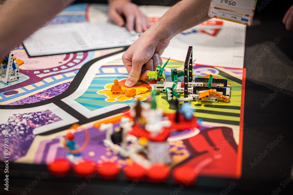 Bratislava, Slovakia - 03.09.2024: FLL - First Lego league structures ...