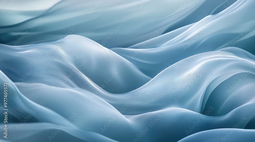 Cascading layers of translucent waves folding over themselves, creating ...