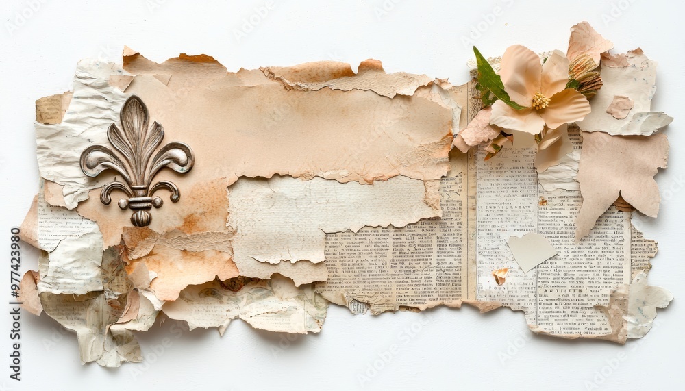 A collage of classic French motifs like fleur-de-lis, rococo flourishes ...