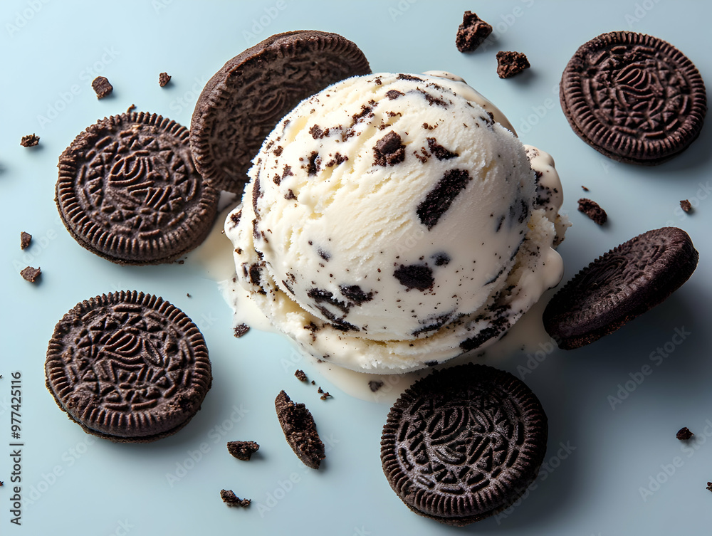 Delicious ice cream with Oreo cookie chunks surrounded by whole Oreos ...